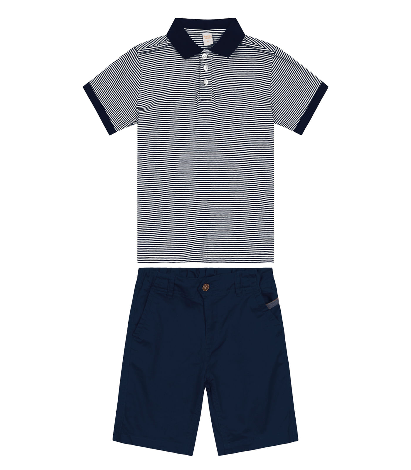 Conjunto Infantil Polo Com Bermuda Trick Nick Branco
