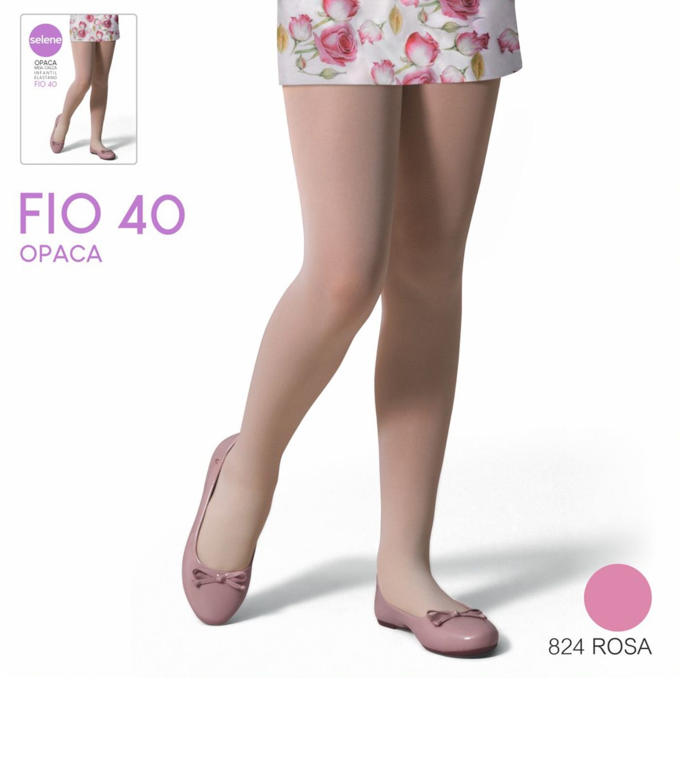 Meia Calça Infantil Fio 40 Selene Rosa